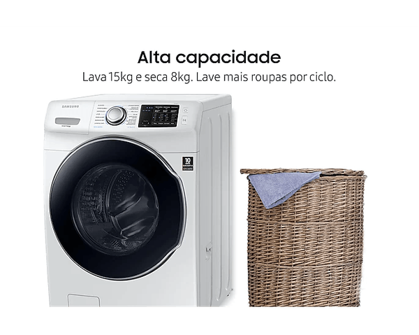 Lava & Seca WD7500NK com porta frontal e SmartThings, 15kg - Samsung Brasil