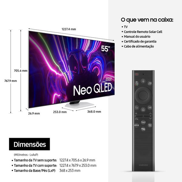 Samsung Smart TV 55" Neo QLED 4K QN85B 2022, Mini Led, Painel 120hz ...
