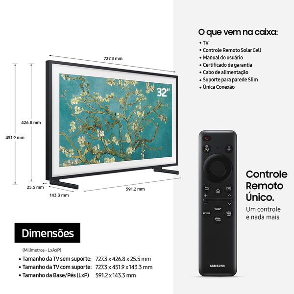 Samsung Smart TV 32 polegadas QLED The Frame 2023 LS03C, Tela Matte ...