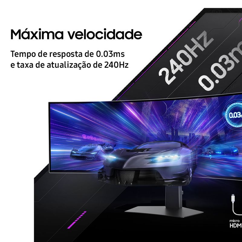 Monitor Gamer Samsung Odyssey 49", OLED, WQHD, 240Hz, 0.03ms, tela ...