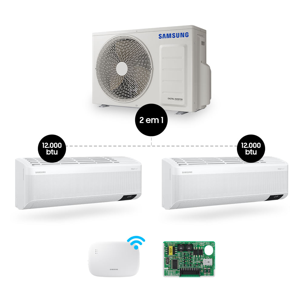 Bi-Split Samsung WindFree 18.000 BTUs (Hi Wall 2x12.000) Quente/Frio ...