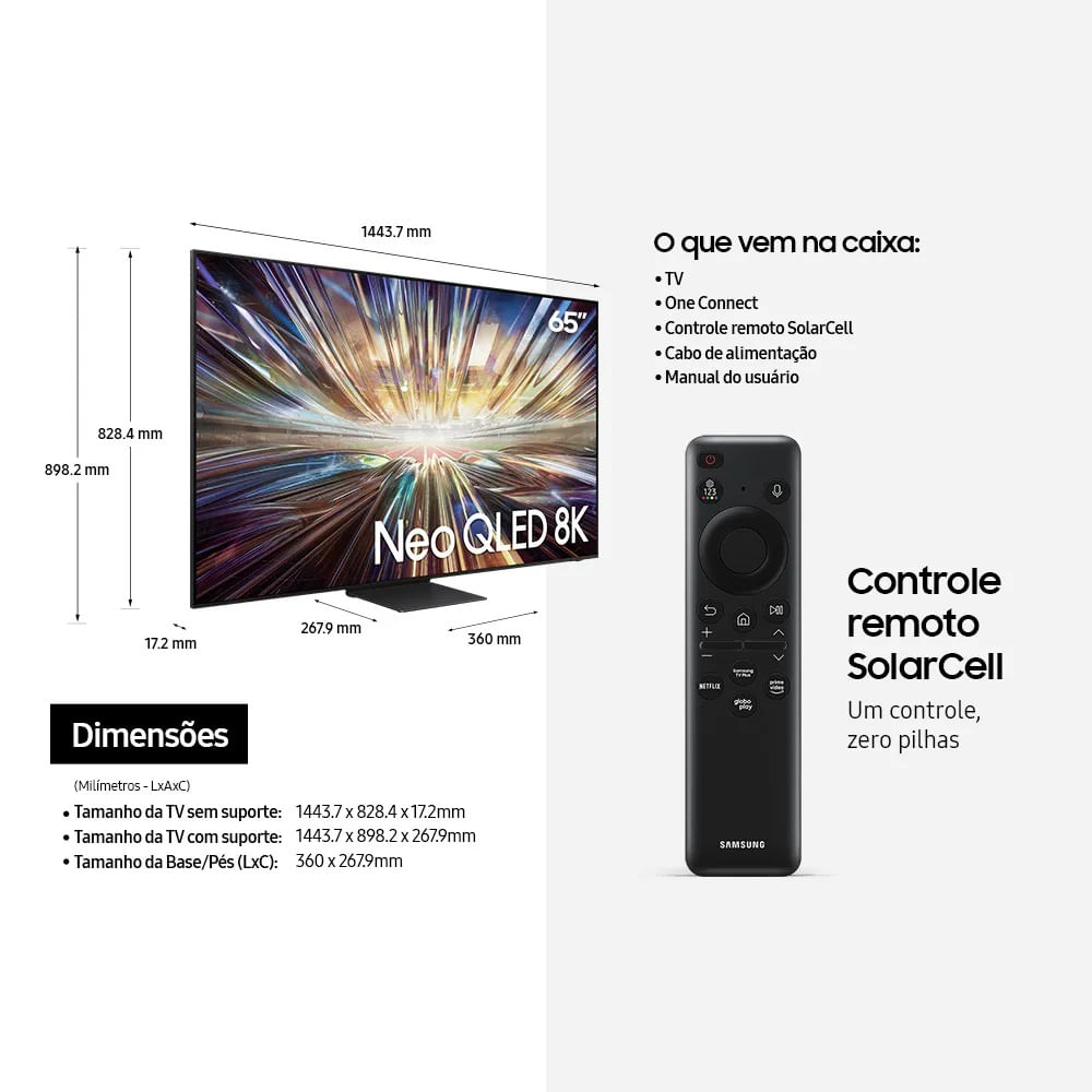 Samsung AI TV 65" Neo QLED 8K 65QN800D 2024, Processador com AI ...