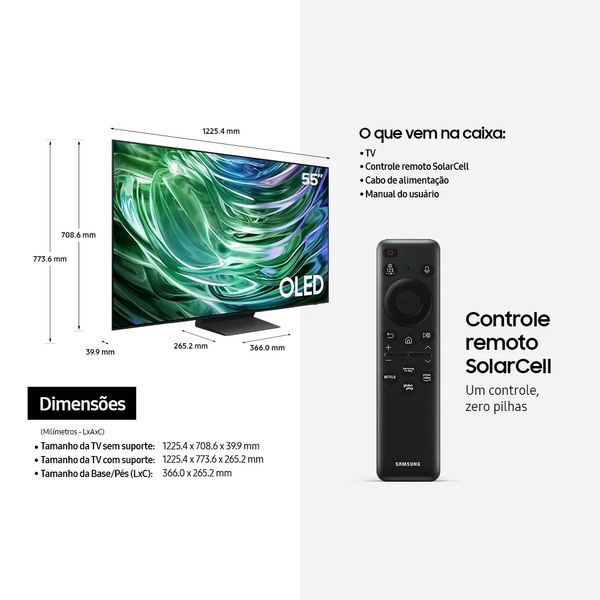 Samsung AI TV 55" OLED 4K 55S90D 2024, Processador com AI, Painel até ...