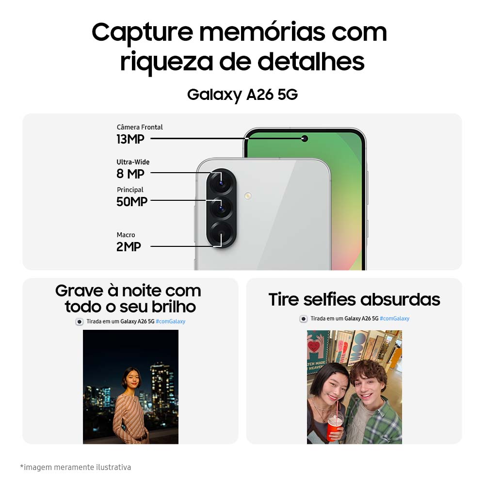 Celular Samsung Galaxy A26 5G 256GB, 8GB RAM, Câmera de 50MP, IP67 ...